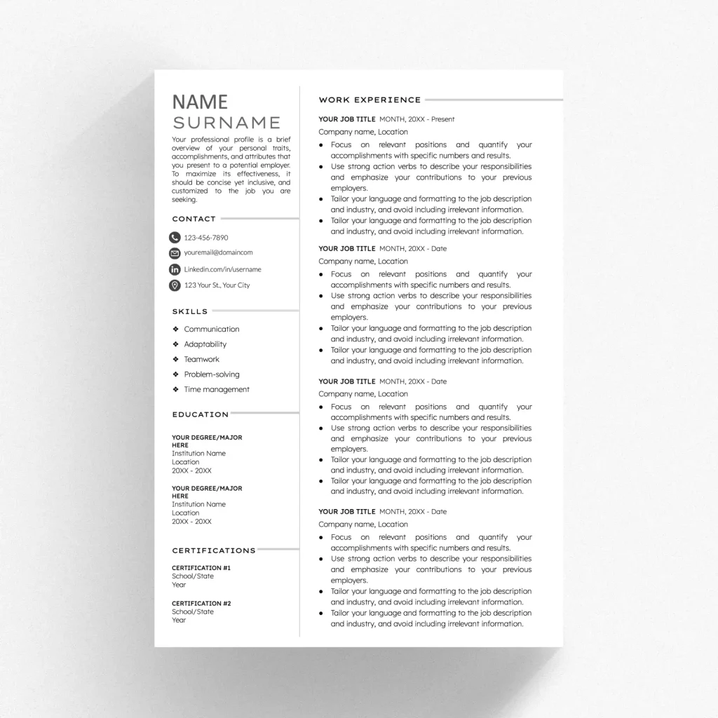 Resume Template US Style – Follow The American Standard For ...