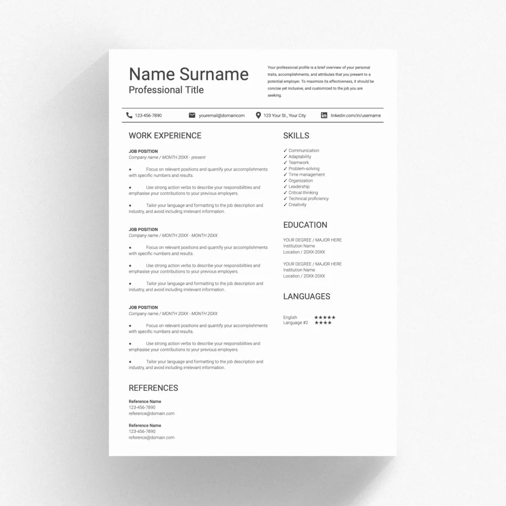 IT Resume Template - Advanced Technology Professional Design For Google ...