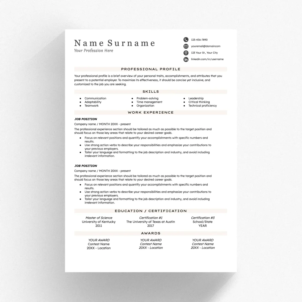 Project Manager Resume Template - Advanced Project Leadership Design ...