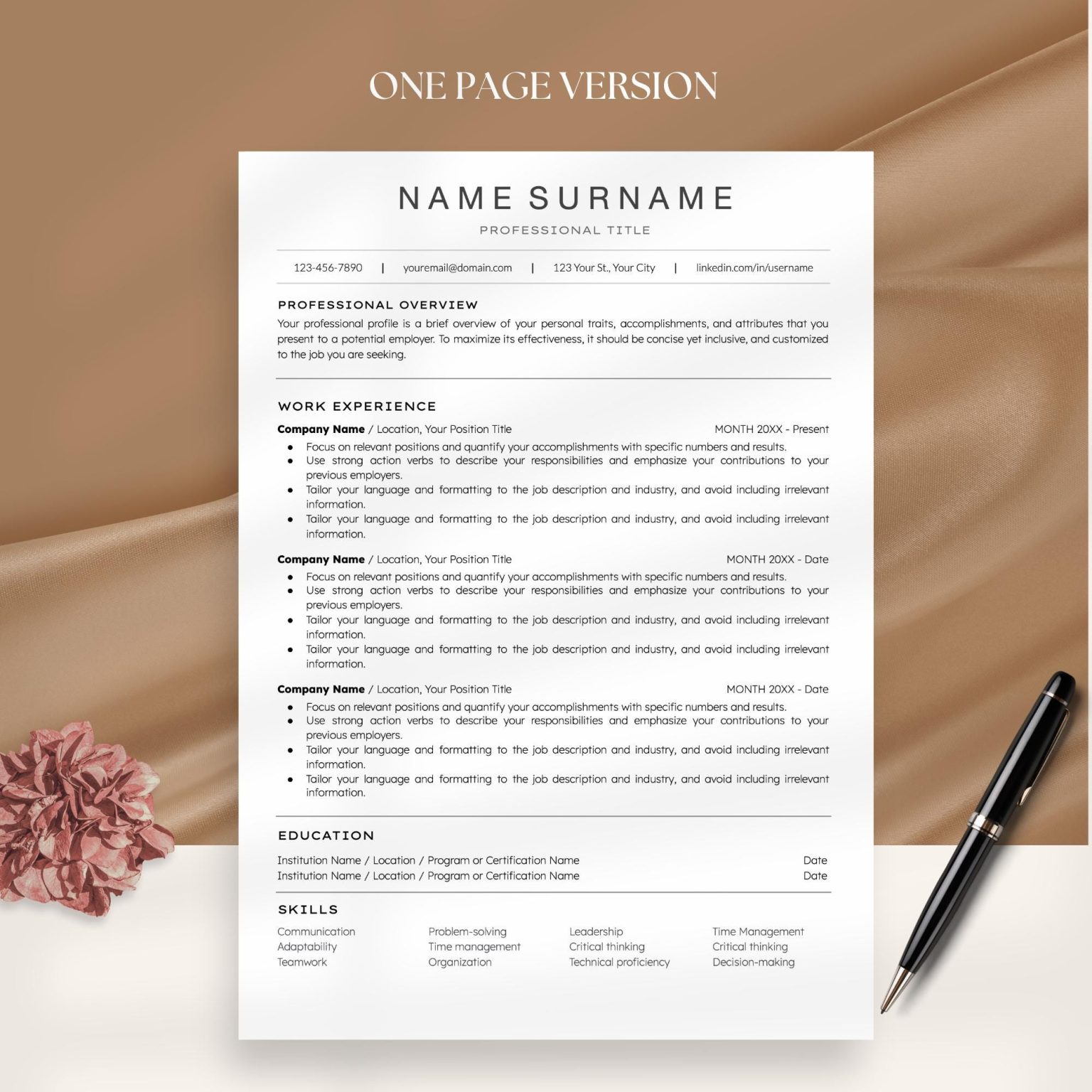 ATS Resume Template - Optimized For Applicant Tracking Systems Design ...