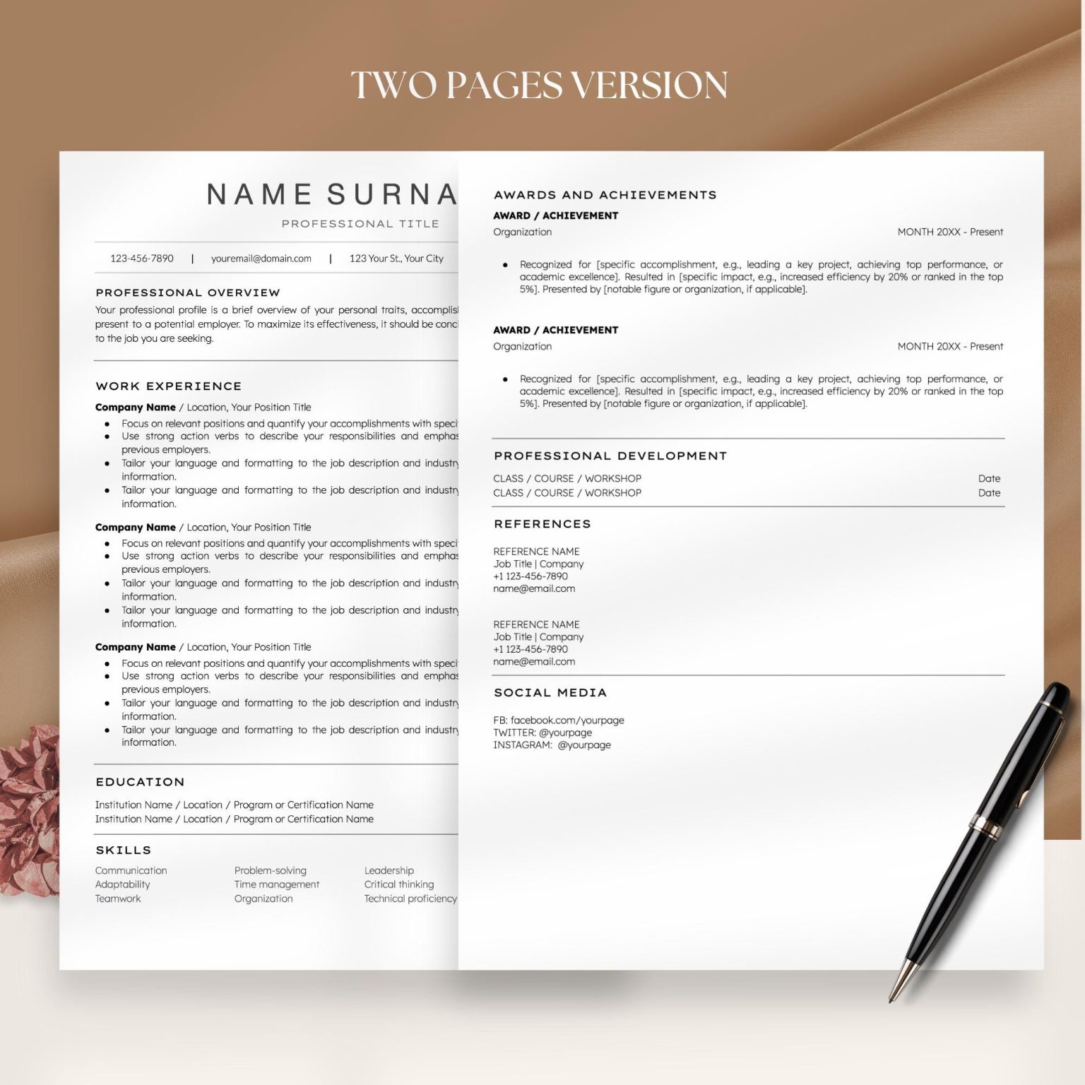 ATS Resume Template - Optimized For Applicant Tracking Systems Design ...