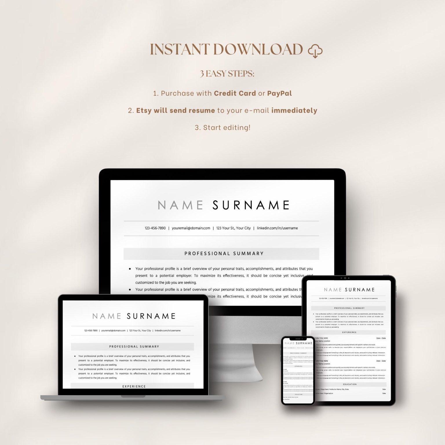 ATS-Friendly Resume Template - Streamlined & Compatible Design For Easy ...