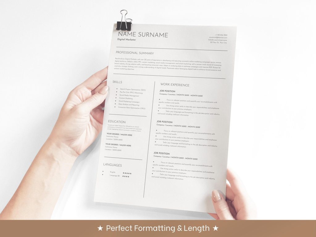 Perfect Resume Template – Achieve A Flawless Presentation Of Your ...
