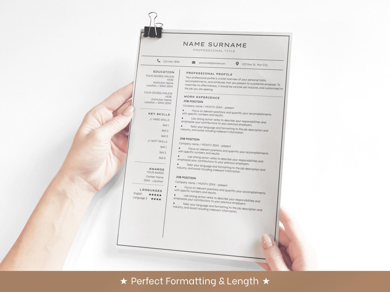 Standard Resume Template – A Classic Format For A Time-Tested ...