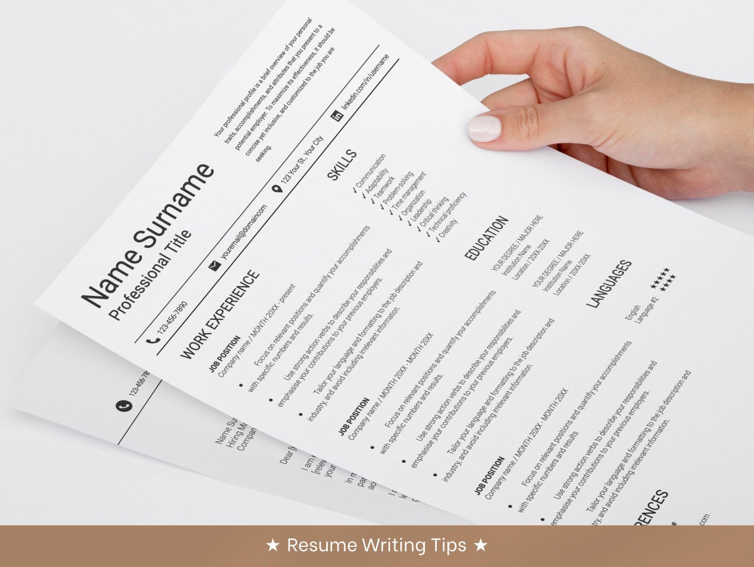 Vertical Resume Template: Unique Portrait-Style Professional Layout ...