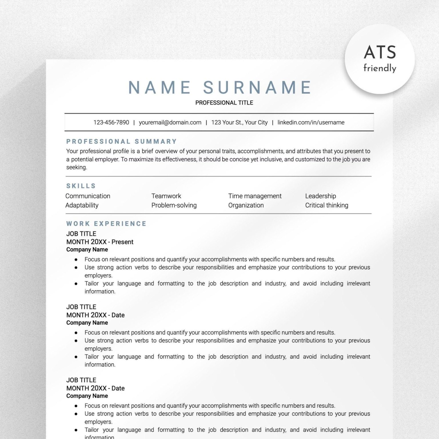 Best Resume Template For ATS - Top-Rated Design For Optimal ATS ...