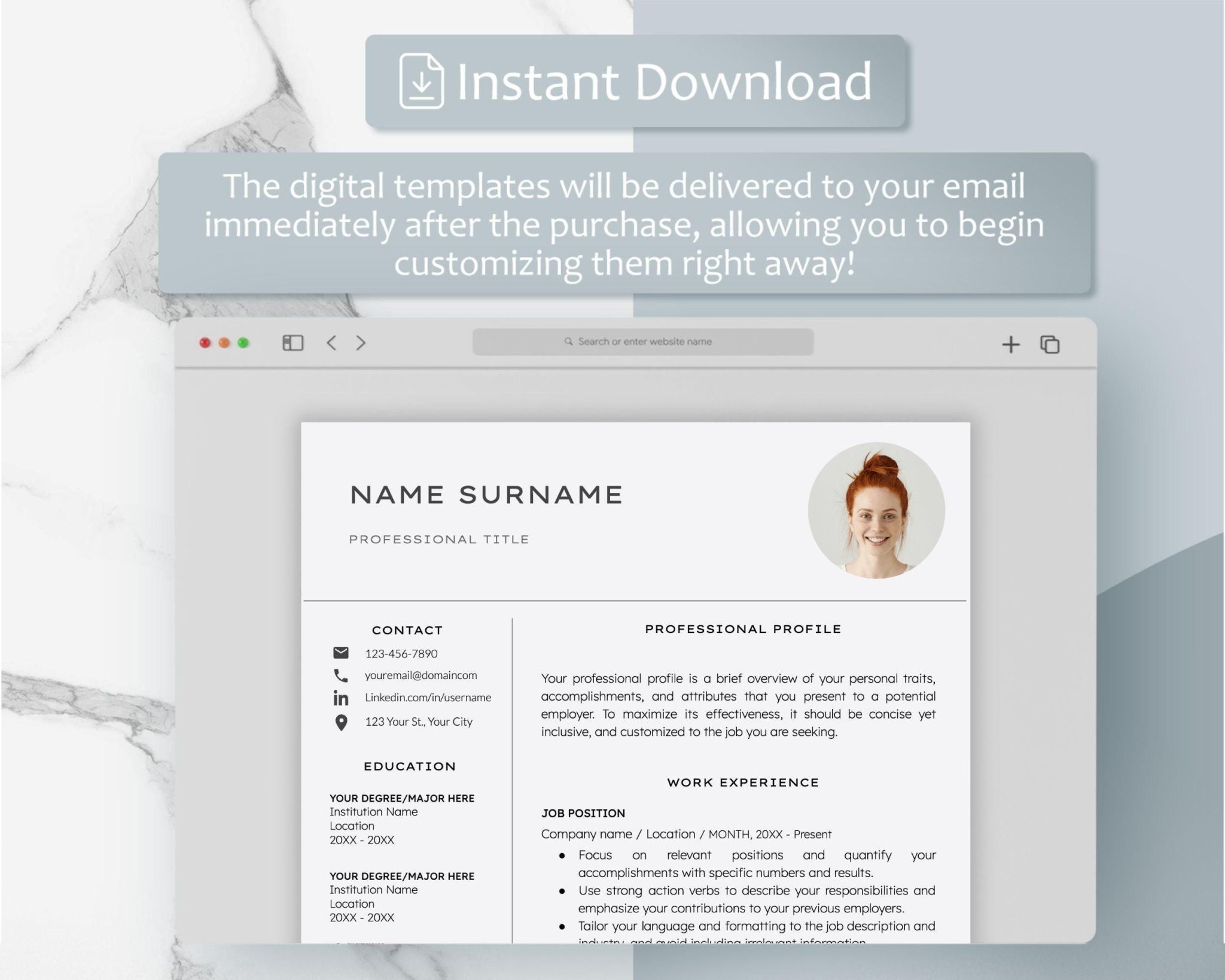 Clean Modern Resume Template For Google Docs And Word - OkiDocs