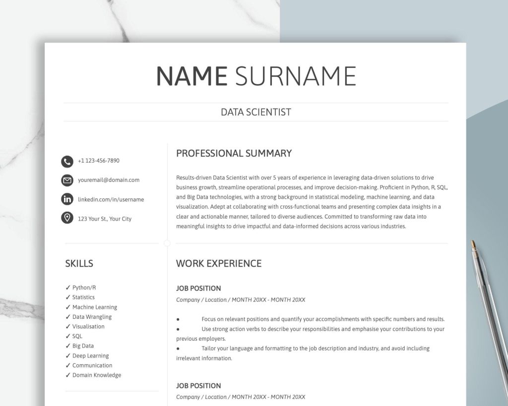 Resume For Developer ATS Friendly Tech Resume Template Tech IT Computer ...