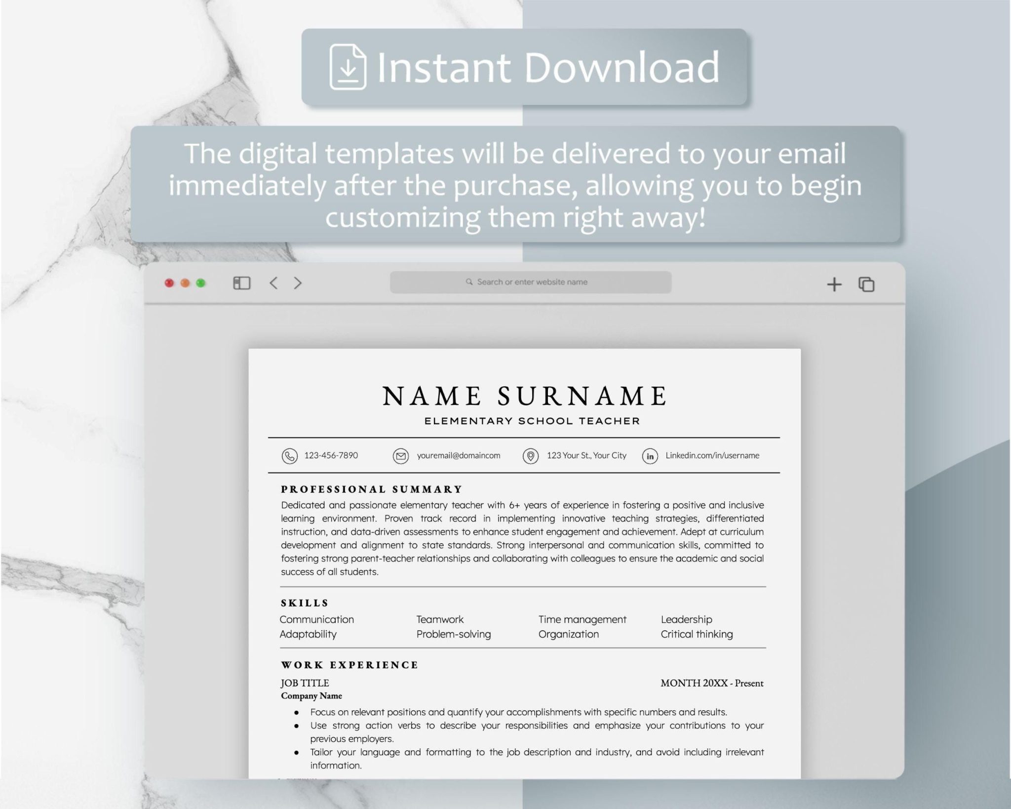 Teacher Resume Template For Google Docs And Word - OkiDocs